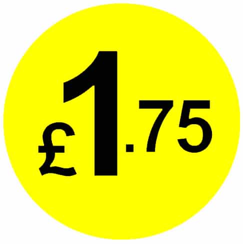 £ Yellow & Black Price Stickers - 45mm | eBay