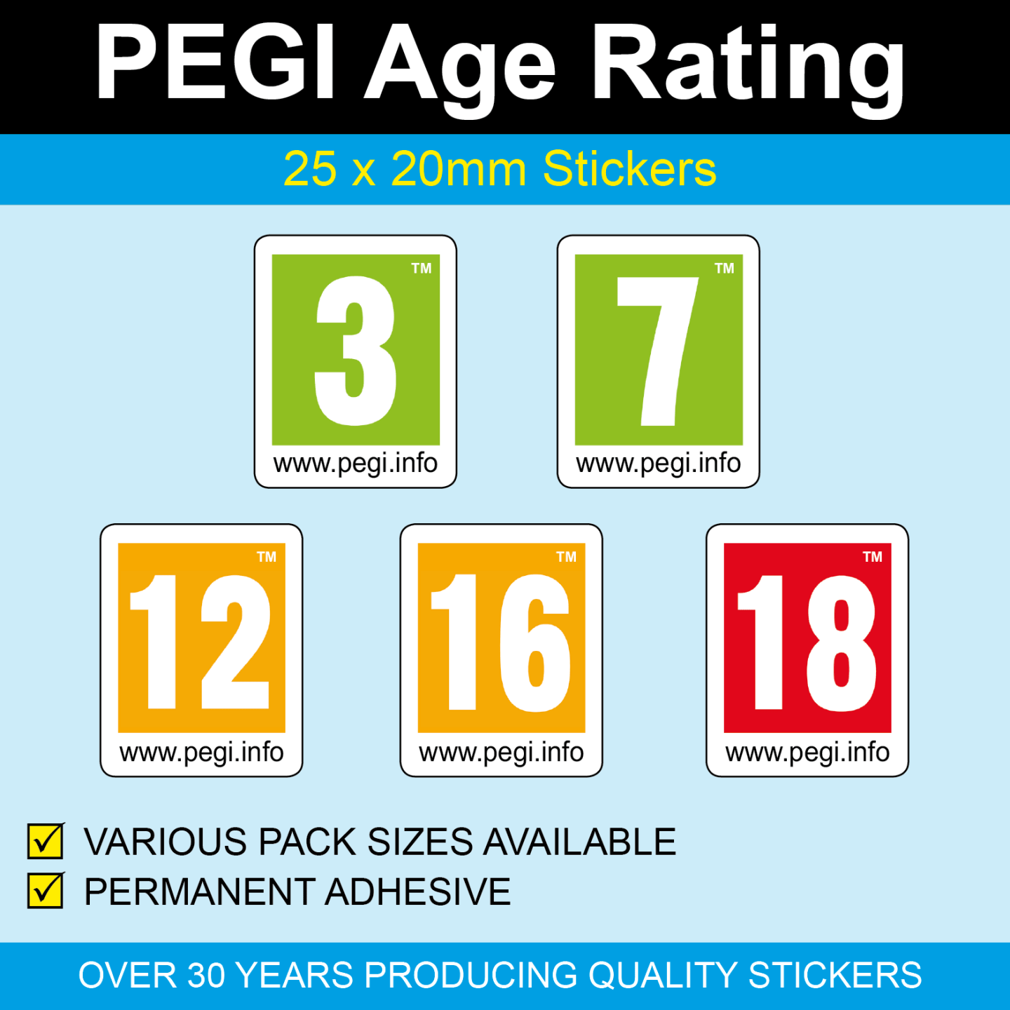 Pegi Age Rating Classification Stickers Price Stickers Pegi Age Rating Classification Stickers Price Stickers