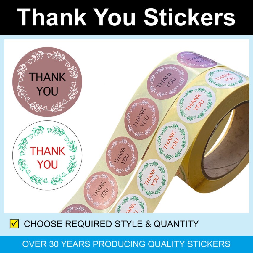 35mm Circular Thank You Pattern Stickers - Price Stickers