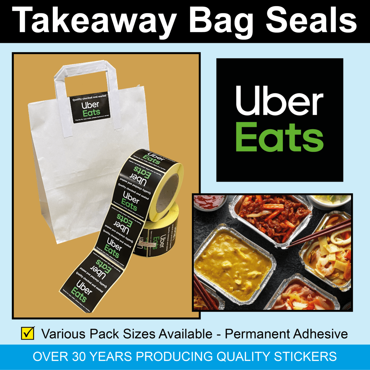 Uber Eats Takeaway Bag Seals Stickers | Price Stickers